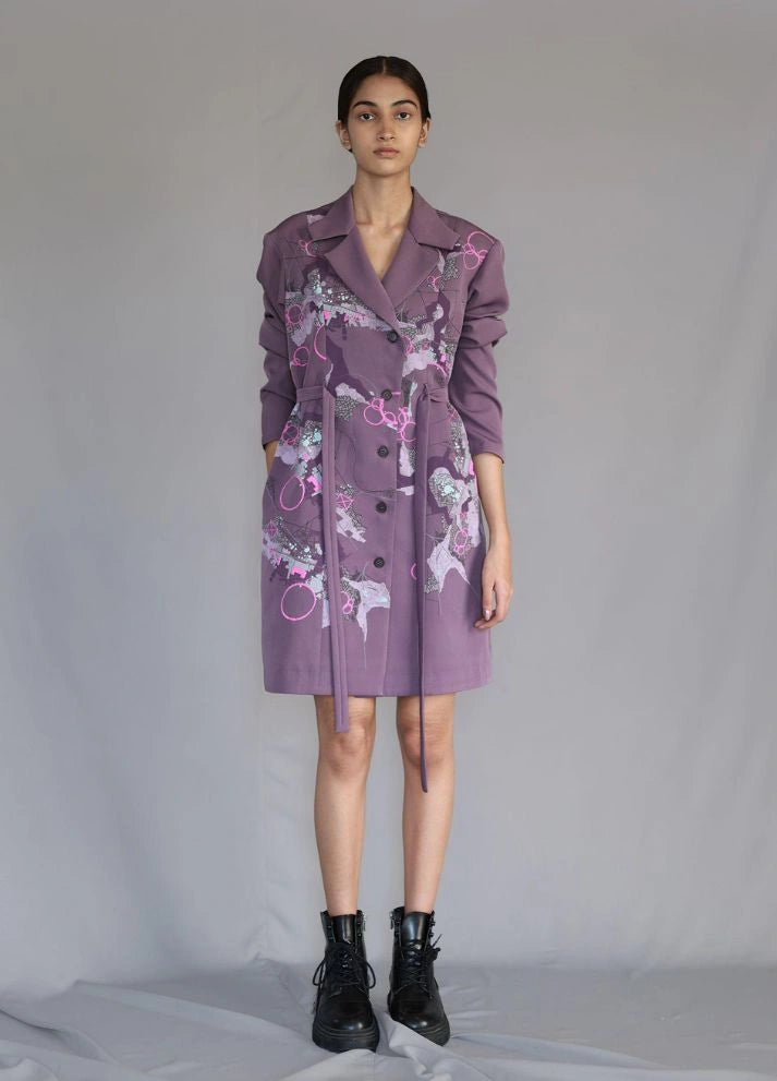Mauve map coat dress – The Outfit Club